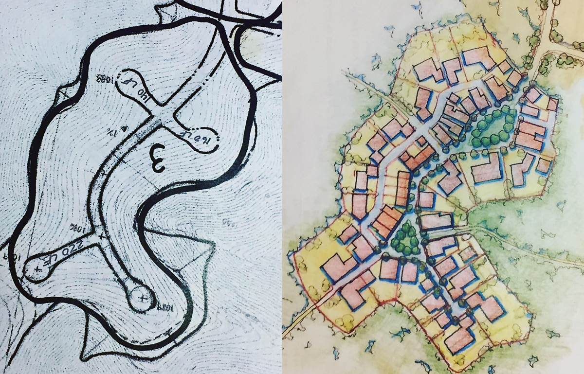 Conventional suburban versus hamlet design | CNU